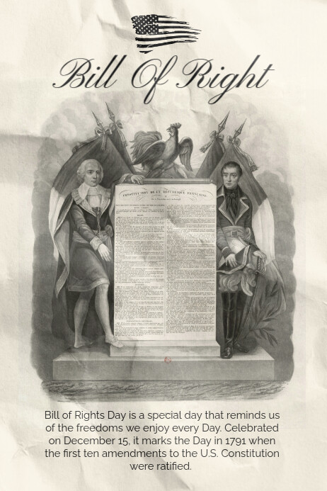 Vintage Bill Of Right Day Poster Template | PosterMyWall