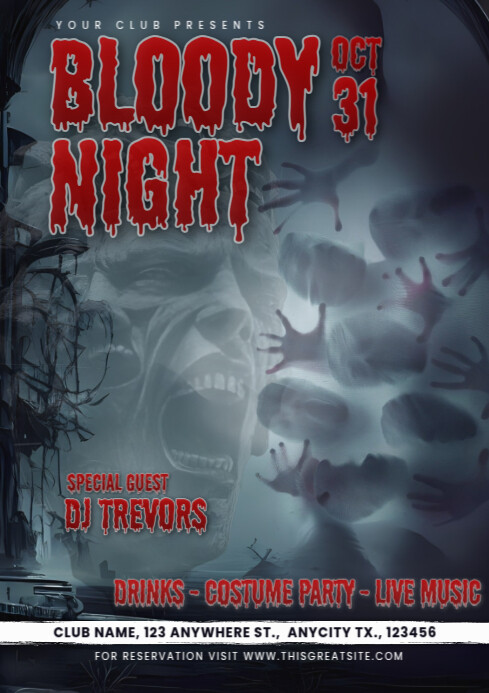 Plantilla de Vintage Bloody Night Halloween Party A4 | PosterMyWall