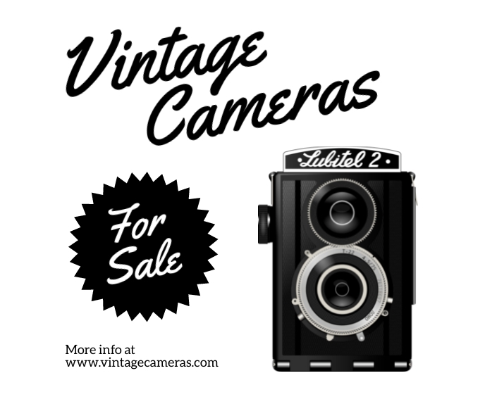 Vintage Cameras For Sale - Large Rectangle Template | PosterMyWall