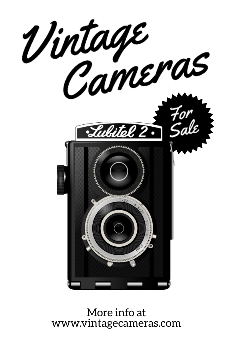 Vintage Cameras For Sale - Pinterest Graphic Template | PosterMyWall