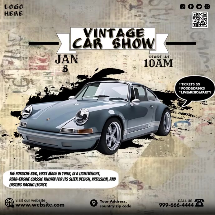 Vintage Car show Template | PosterMyWall