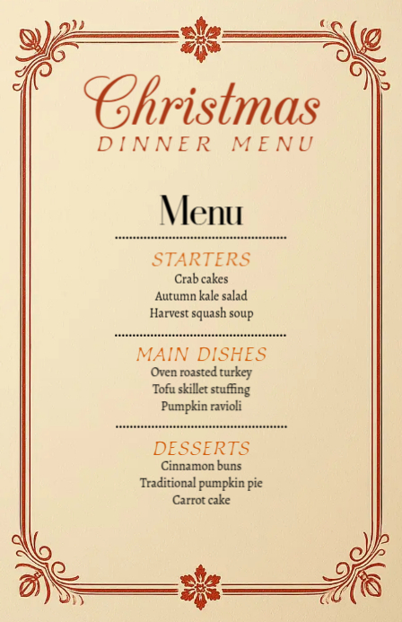 Plantilla de Vintage Christmas Dinner Menu old yellow paper | PosterMyWall