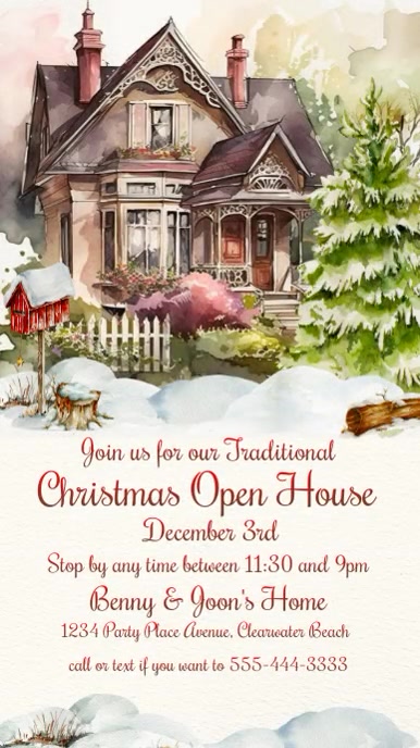 Vintage Christmas Open House Invitation Template | PosterMyWall