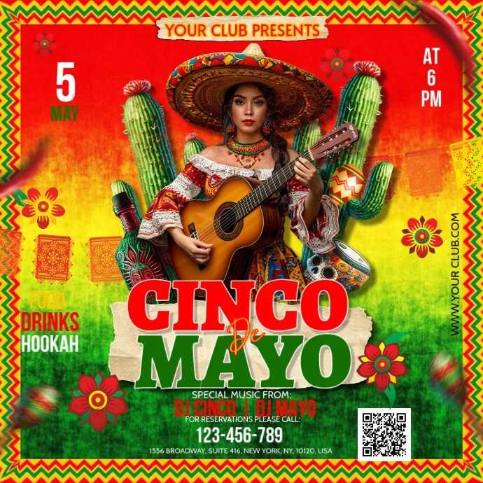 Vintage Cinco De Mayo Square (1:1) Template | PosterMyWall
