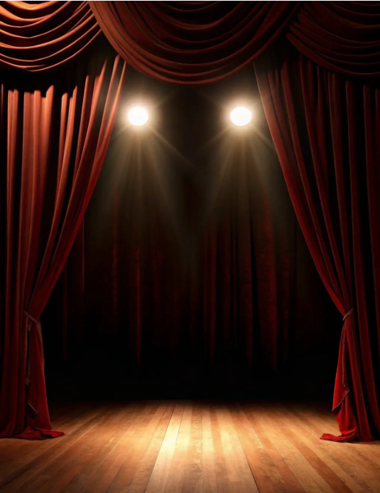 Vintage Classic Theatre Spotlight With Red Curtains Flyer (us Letter ...