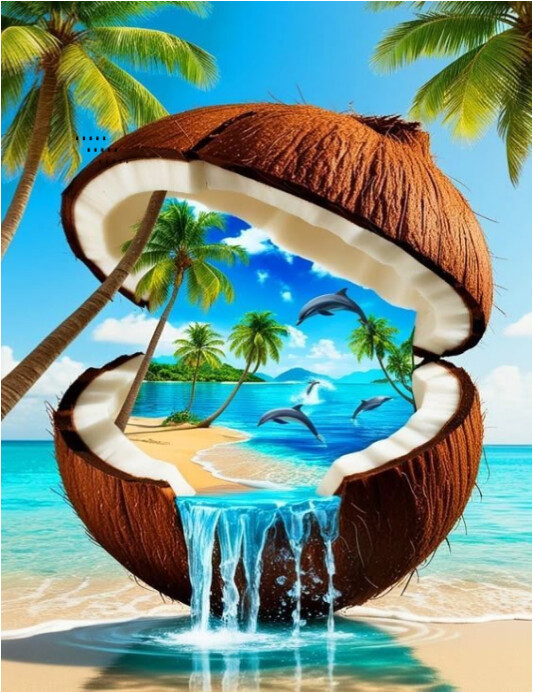 Copy of Vintage Coconut Trees Close To Beach Flyer (us Letter ...