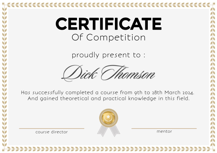 Vintage Competition Certificate Template | PosterMyWall