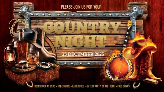 Vintage Country Night Digital Display Template | PosterMyWall