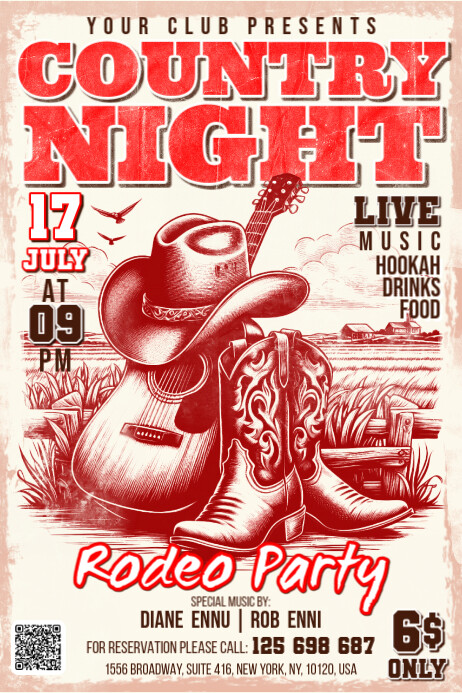 Vintage Country Night Rodeo Party Poster Template | PosterMyWall
