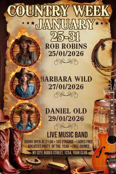 Vintage Country Week Poster Template | PosterMyWall