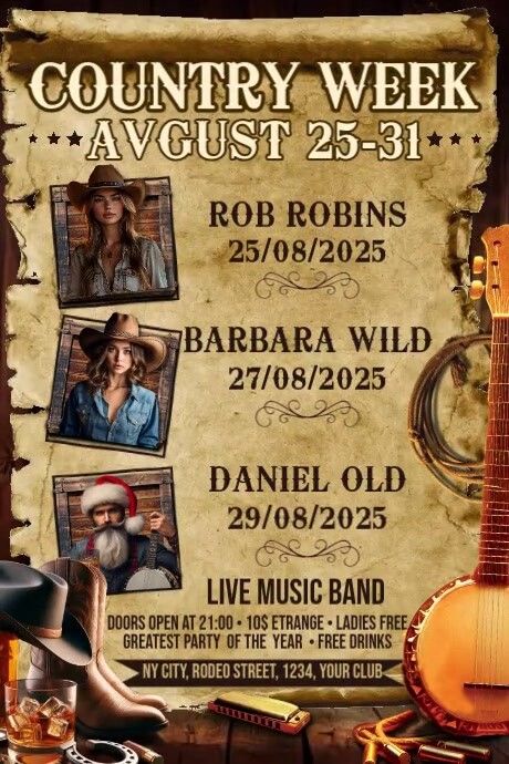 Vintage Country Week Poster Template | PosterMyWall