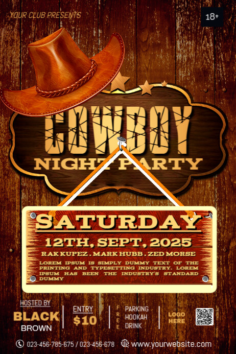 Vintage Cowboy Template Design Poster | PosterMyWall