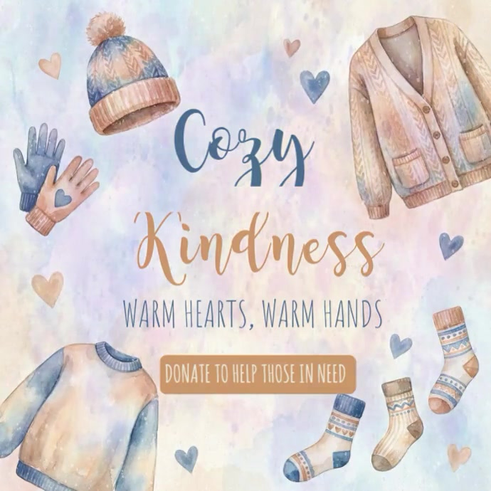 Vintage Cozy Kindness Watercolor Winter Clothing Drive Flyer Instagram ...