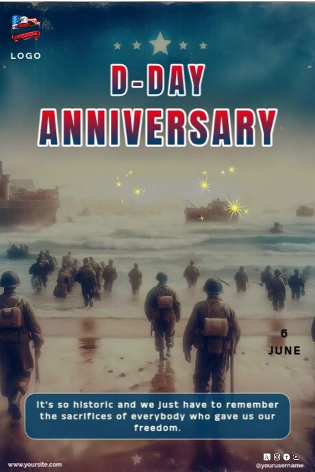 Vintage D-day Anniversary Poster Modelo | PosterMyWall