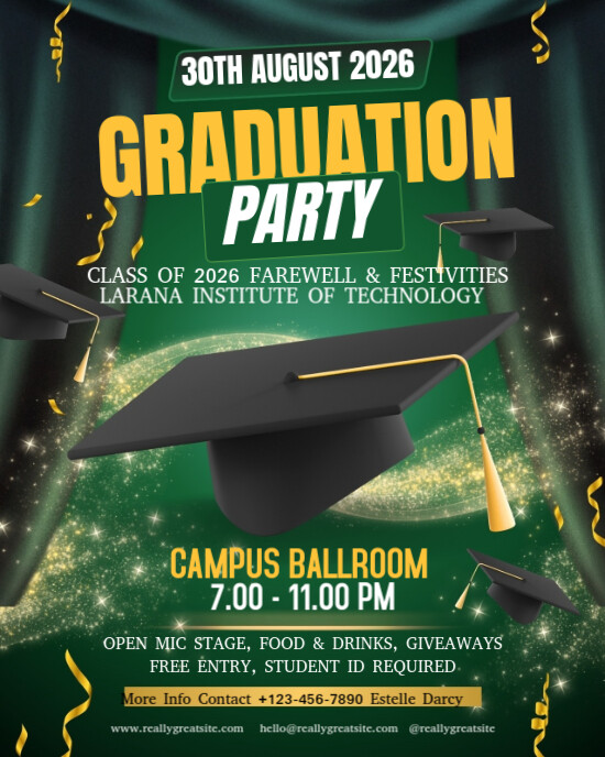 Vintage Dark Green Graduation Party Instagram Post Template | PosterMyWall