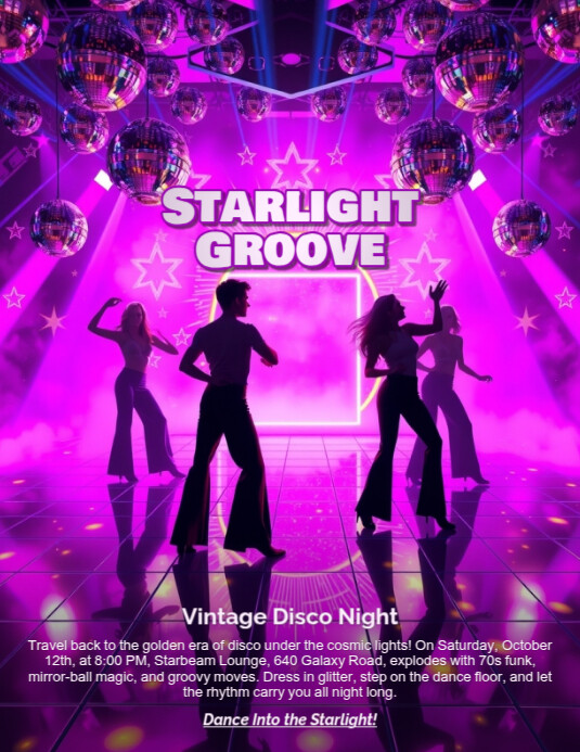 Copy of Vintage Disco Flyer – Starlight Groove | PosterMyWall