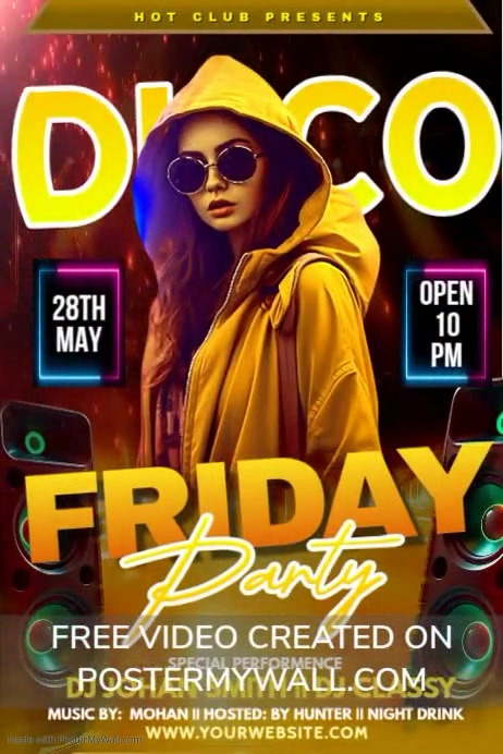 Vintage Disco Friday Party Poster Template | PosterMyWall