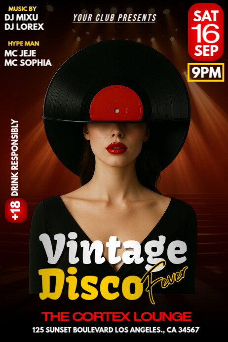 Vintage Disco Free Template Poster เทมเพลต | PosterMyWall