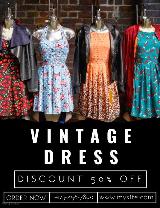 vintage dress store poster template | PosterMyWall