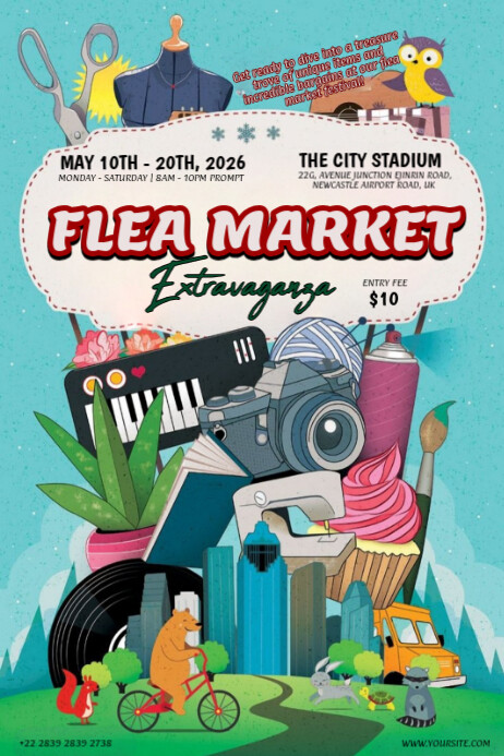 Vintage Flea Market Popup Sale Poster Template | PosterMyWall