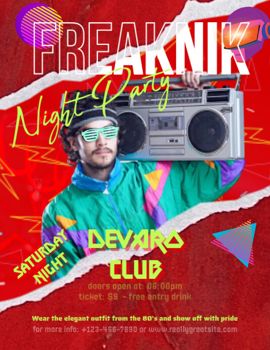 Vintage Freaknik Night Party Flyer (us Letter) Template | PosterMyWall