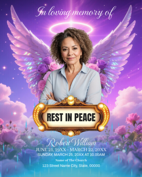 Modèle Vintage Funeral Announcement Template Instagram Portrait ...