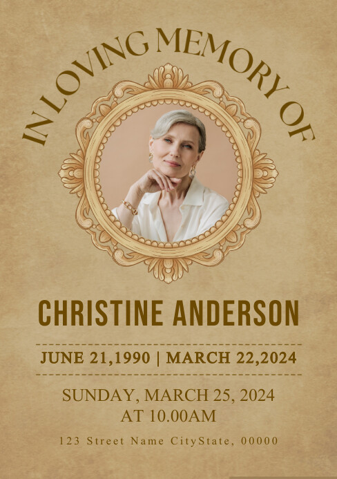 Modèle Vintage Funeral Program Template A5 | PosterMyWall