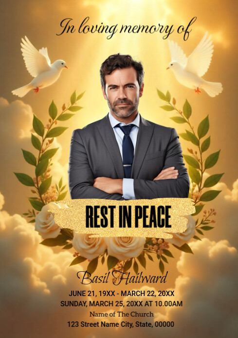 Copy of Vintage Funeral Program Templates A4 | PosterMyWall