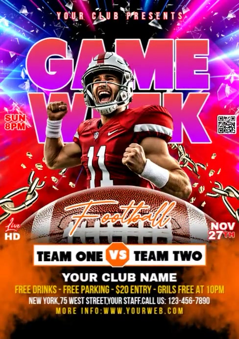 Vintage Game Week Football Flyer A3 Template | PosterMyWall