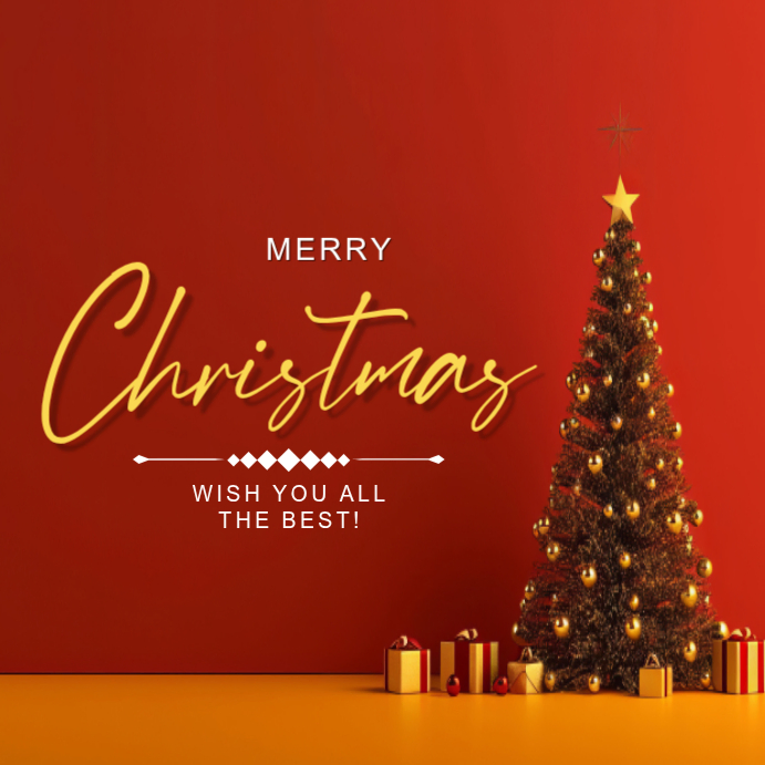 Vintage Gold Red Merry Christmas Luxury Poster Template | PosterMyWall