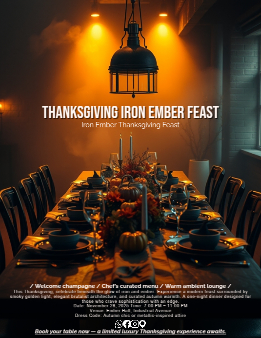 Vintage Iron Ember Thanksgiving Feast — Luxury Industrial Autumn Dinner ...