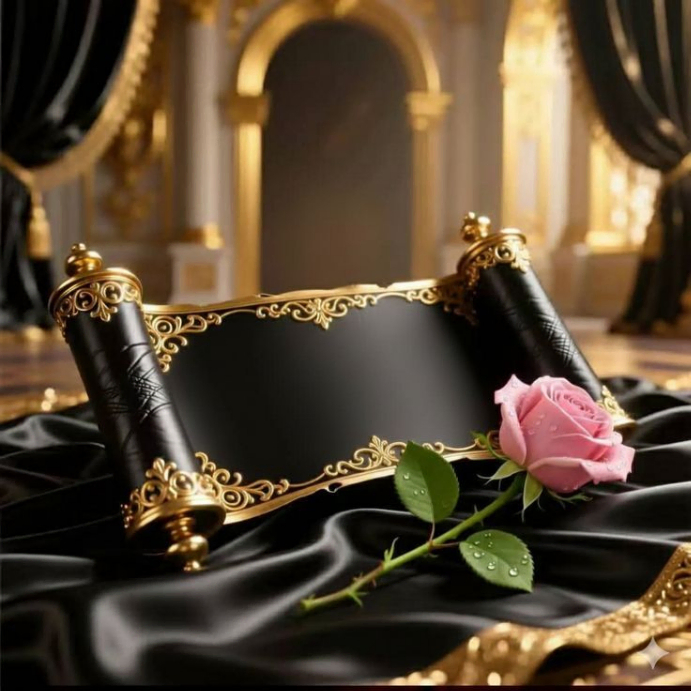 Vintage Luxury Black And Gold Ornate Frame With Pink Rose Square (1:1 ...
