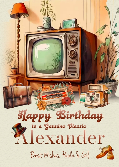 Vintage Man's Birthday Card Template | PosterMyWall