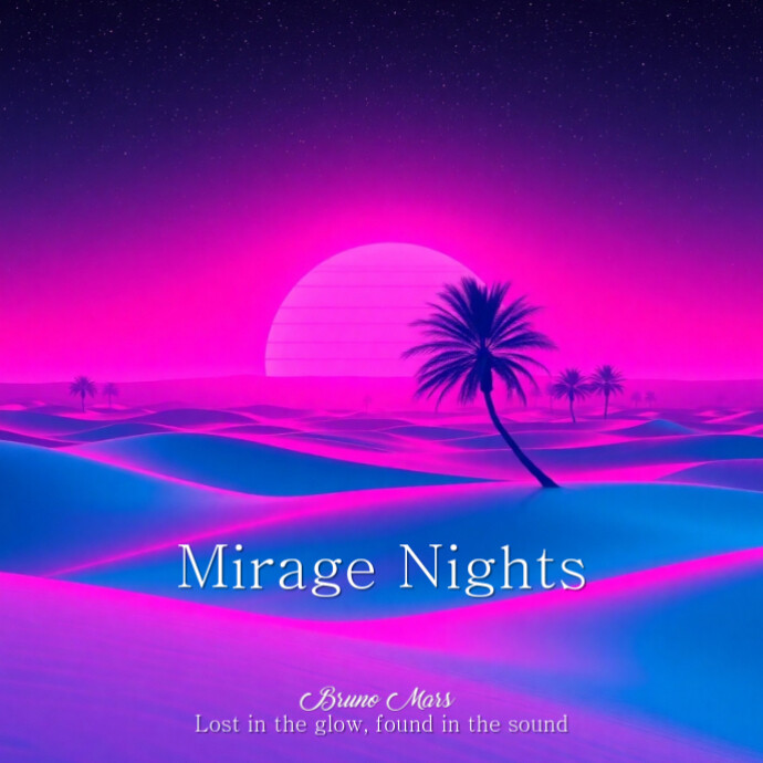 Vintage Neon Vaporwave Desert Horizon For Music Design Album Cover ...