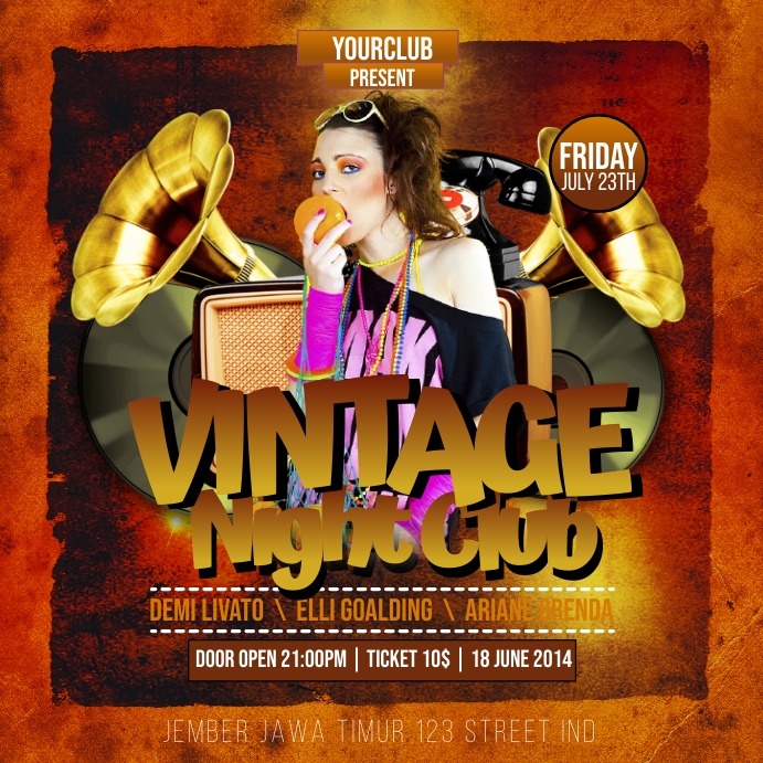 Vintage Night Club Template | PosterMyWall