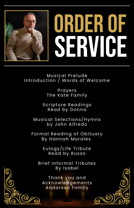 Vintage Order Of Service Half Page Wide Template | PosterMyWall