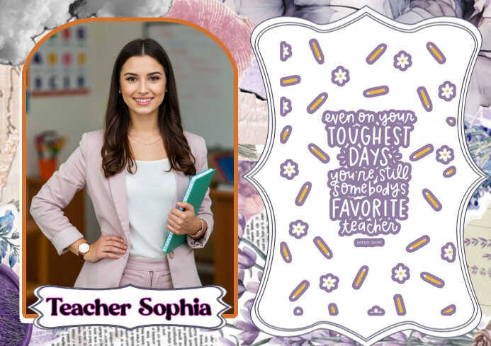 Vintage Pastel Teacher Encouragement Card Template | PosterMyWall