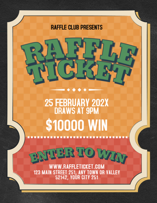 Vintage Raffle Ticket Flyer Template | PosterMyWall