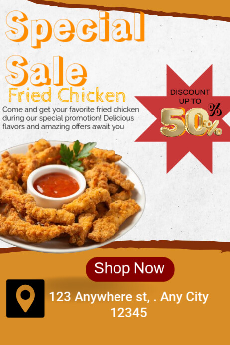 Modèle Vintage Red And Orange Simple Fried Chicken Sale Poster ...