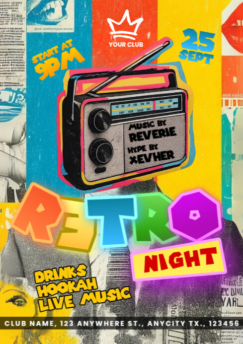 Copy of Vintage Retro Night Party A4 | PosterMyWall