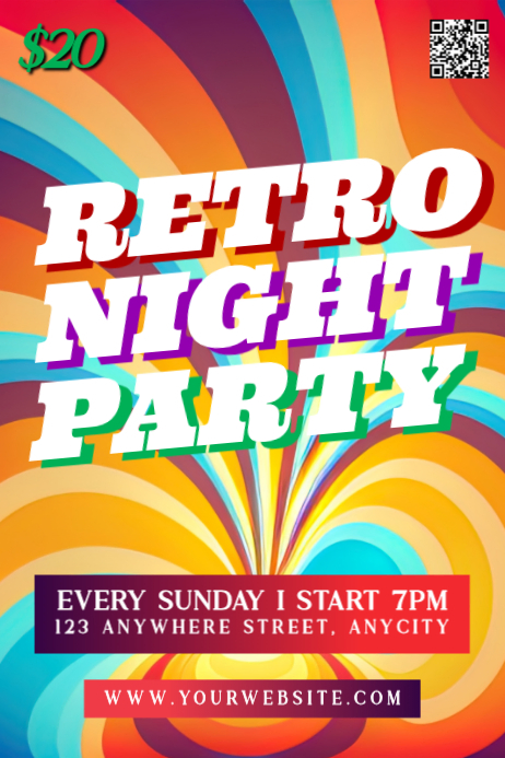 Copy of Vintage Retro Night Party Poster | PosterMyWall
