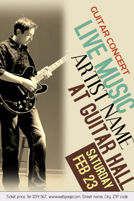 Vintage retro old guitar concert live music event template | PosterMyWall