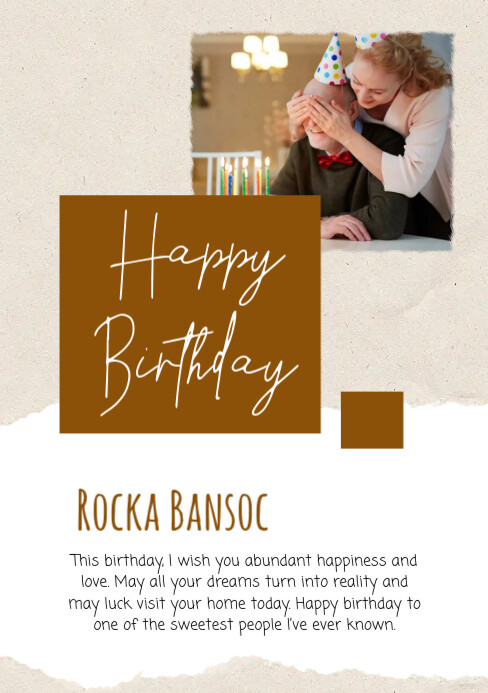 Vintage Ripped Paper Birthday Wish Card Template | PosterMyWall