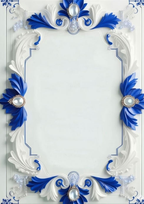 Plantilla de Vintage Royal Blue Baroque Ornamental Frame A4 | PosterMyWall