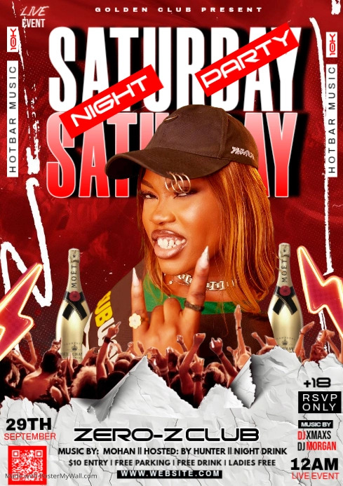 Vintage Saturday Night Party A4 Template | PosterMyWall