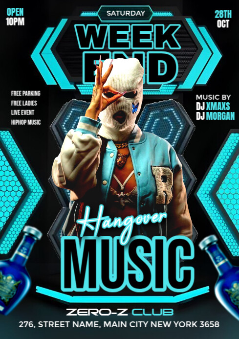 Vintage Saturday Weekend Music Party A4 Template | PosterMyWall