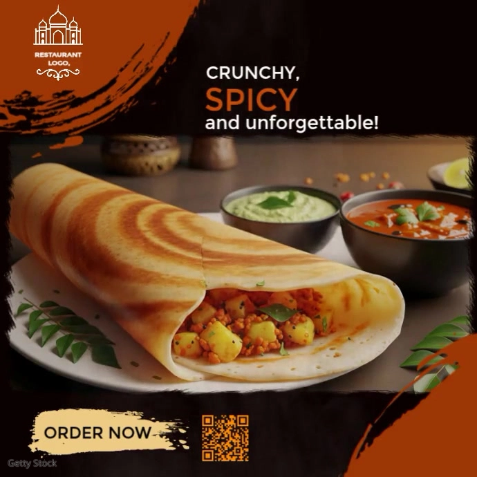 Plantilla de Vintage Spicy & Irresistible Dosa Ad – Perfect For Social ...