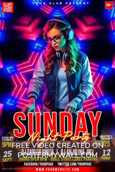 Vintage Sunday Night Party Poster Template | PosterMyWall