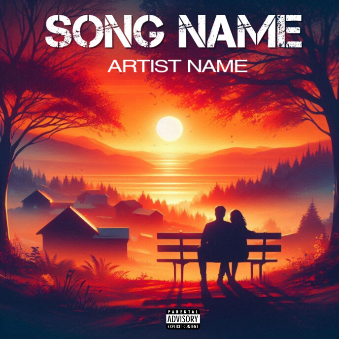 Vintage Sunset Couple Love Song Mixtape Cover Art Album Cover Template ...