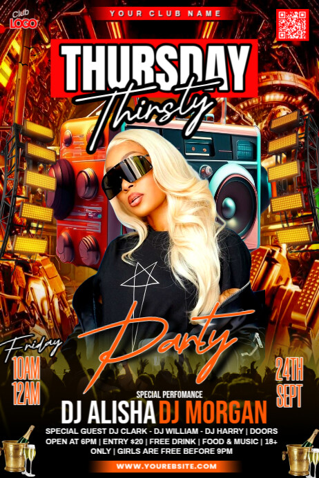 Vintage Thursday Night Party Poster Template | PosterMyWall